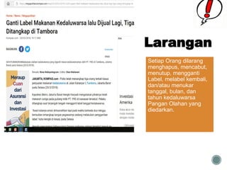 Materi Label Keamanan Pangan pangan aman ppt | PPTX
