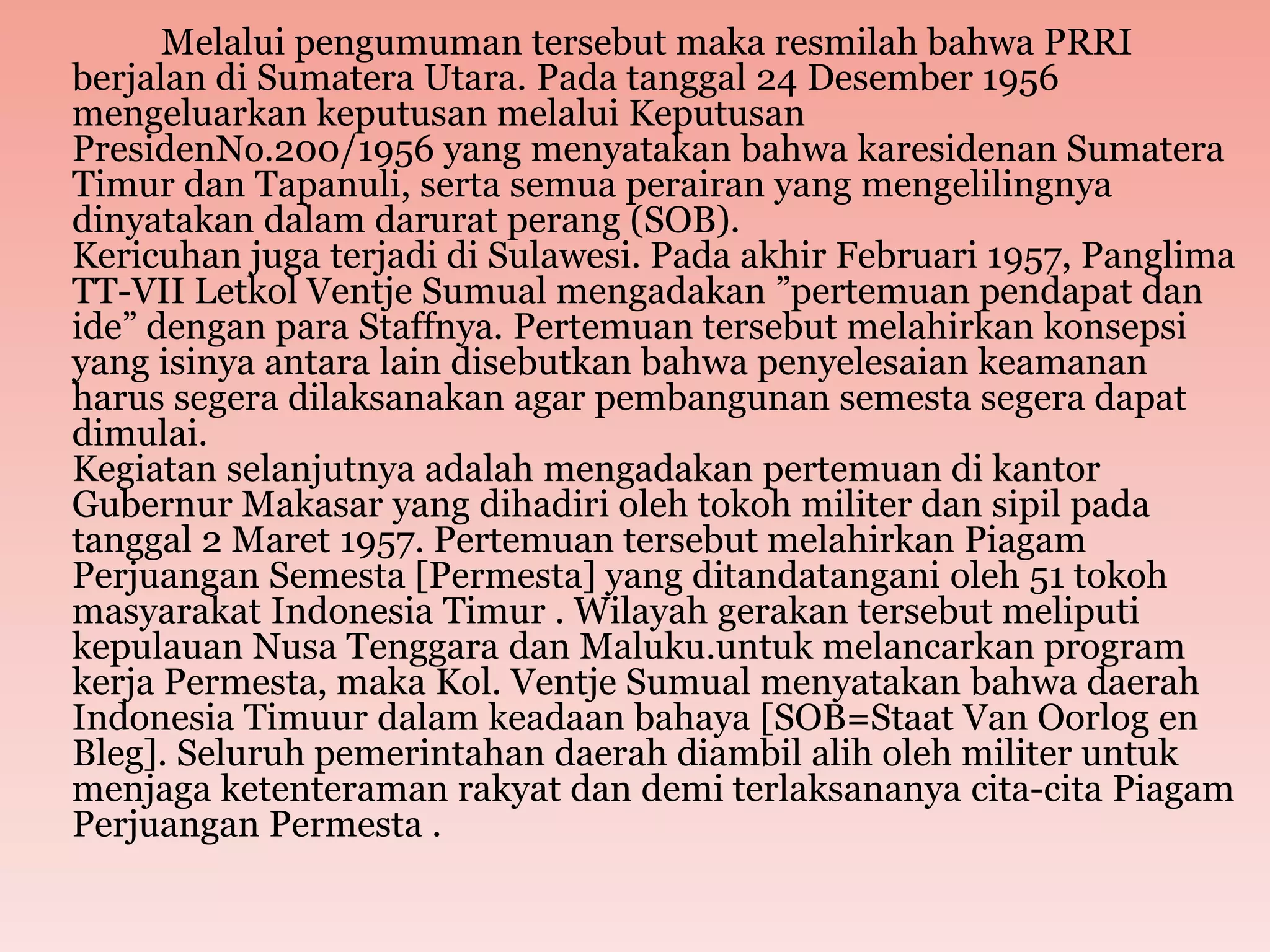 Materi lengkap gerakan sparatisme prri dan permesta | PPTX