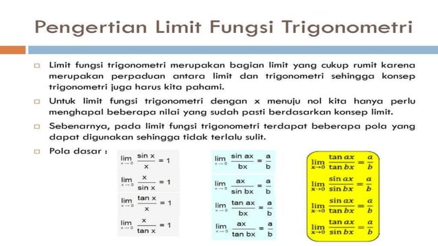 materi limit fungsi trigonometri kelas XII MIPA | PPT materi limit fungsi trigonometri kelas XII MIPA | PPT