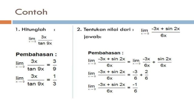 materi limit fungsi trigonometri kelas XII MIPA | PPTX