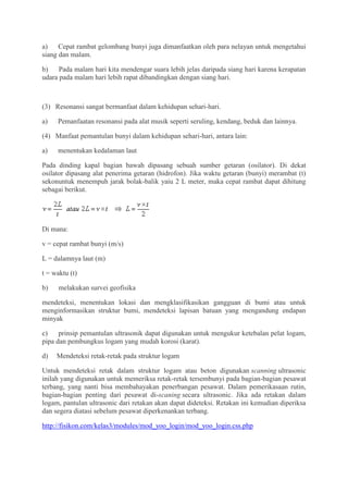 Materi manfaat gelombang bunyi | DOCX