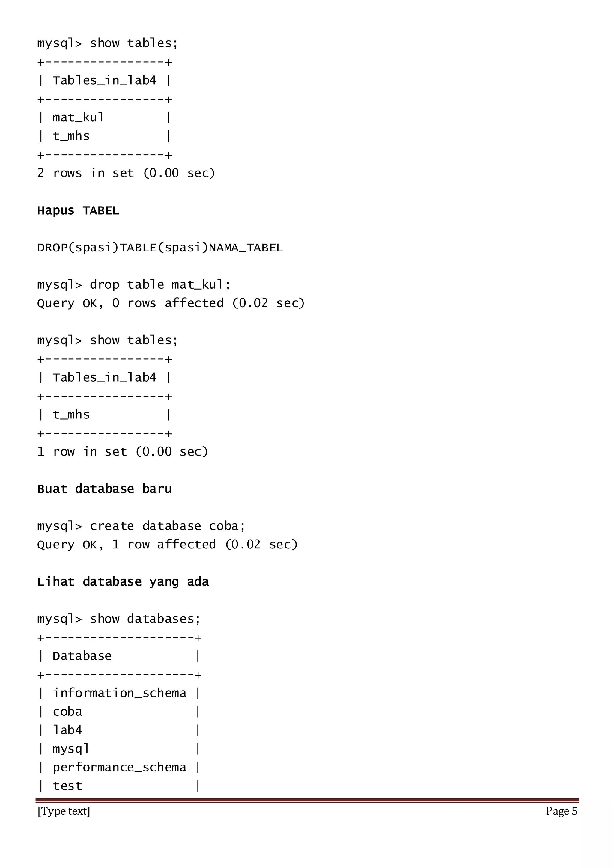 Materi my sql part 1 | DOCX