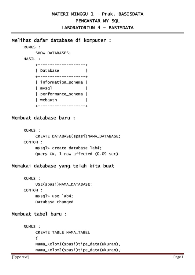 Materi my sql part 1 | PDF