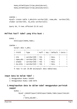 Materi my sql part 1 | DOCX