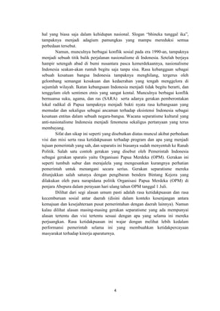 sikap separatisme sebagai dampak gagalnya implementasi sila ke 5 ...