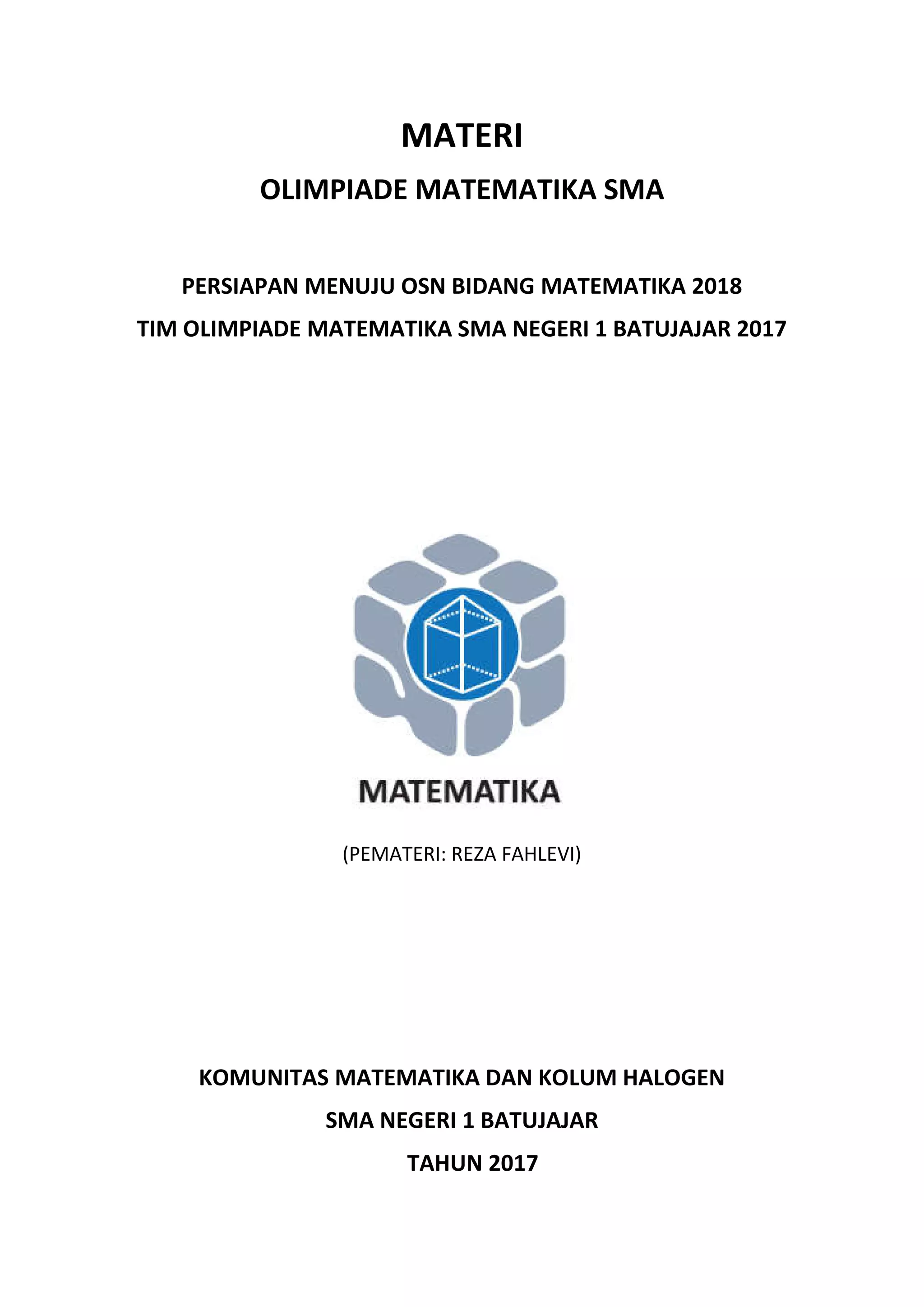Materi olimpiade matematika sma (sman 1 batujajar) | PDF