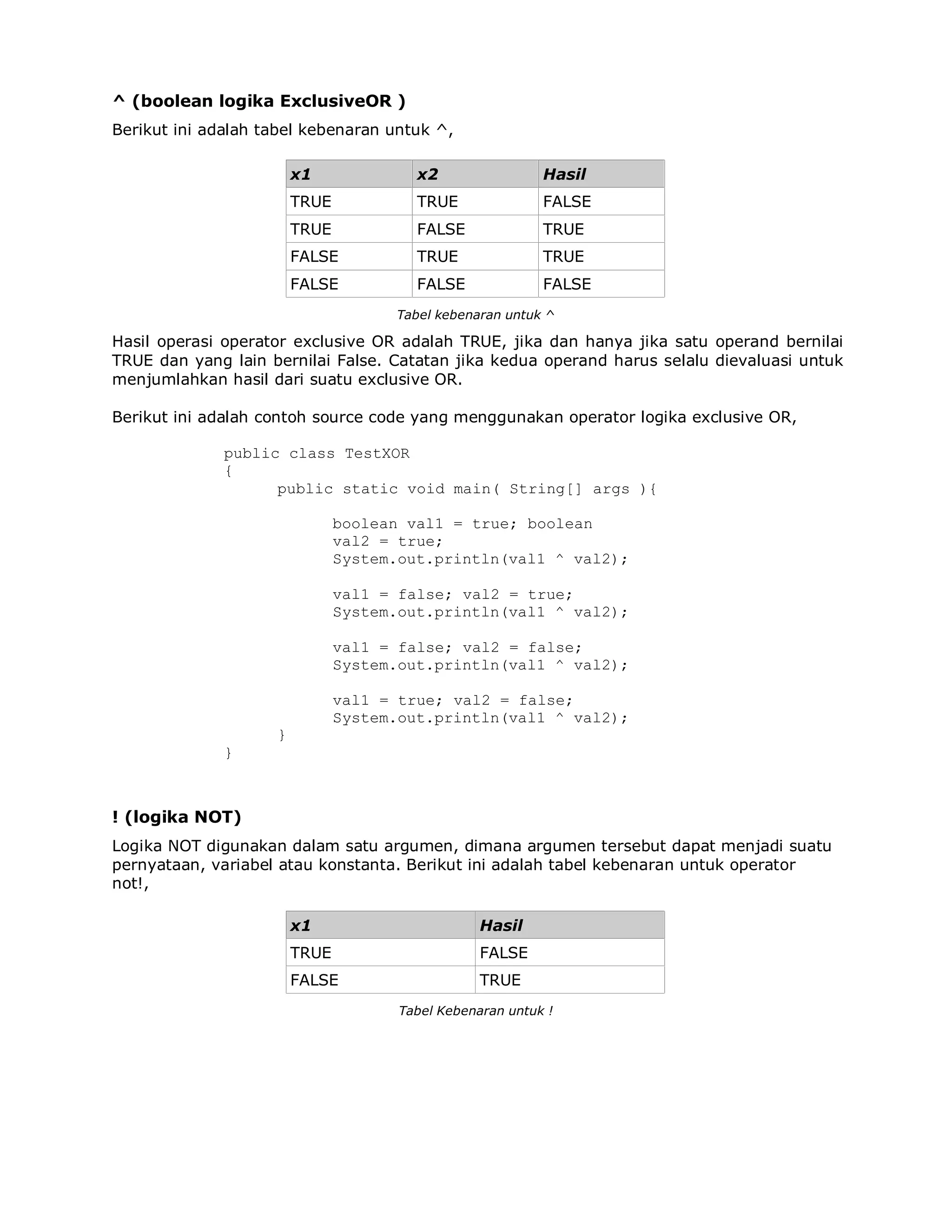 Materi operator java | PDF
