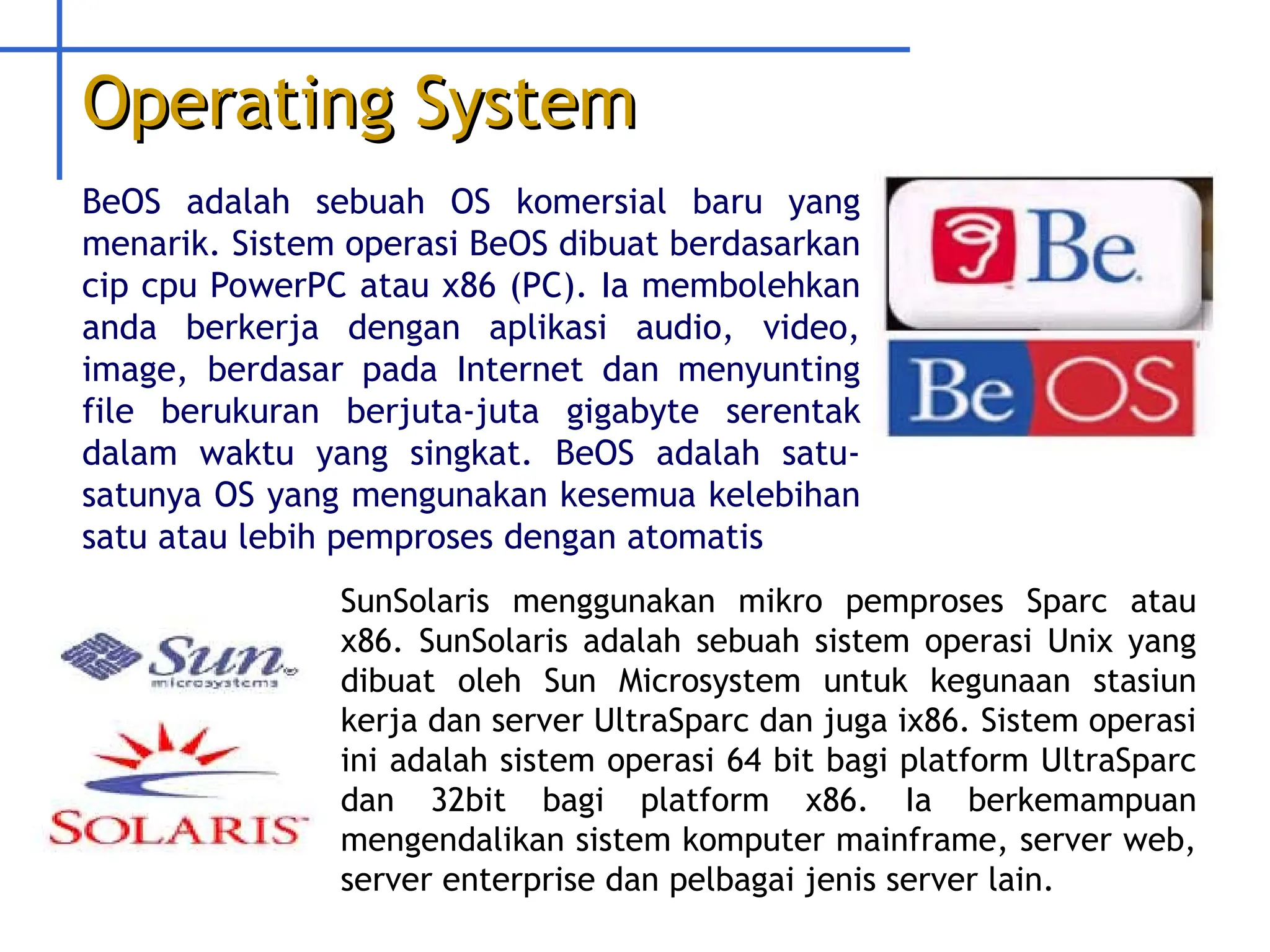 Dasar-Dasar Komputer Materi Sistem Operasi | PPT
