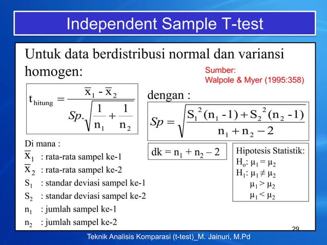 Statistika parametrik_teknik analisis komparasi (uji-t) | PDF