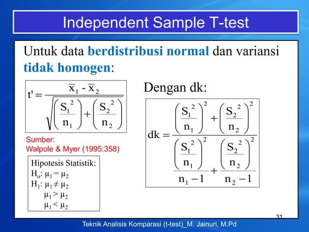 Statistika parametrik_teknik analisis komparasi (uji-t) | PDF
