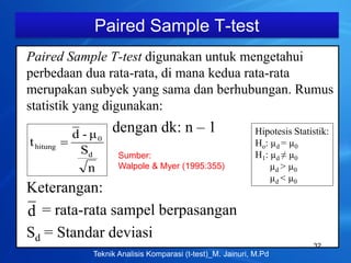 Statistika parametrik_teknik analisis komparasi (uji-t) | PDF