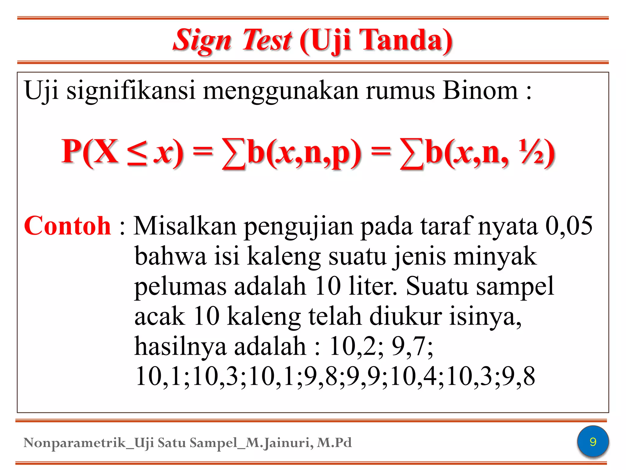 Materi p13 nonpar_satu sampel | PDF
