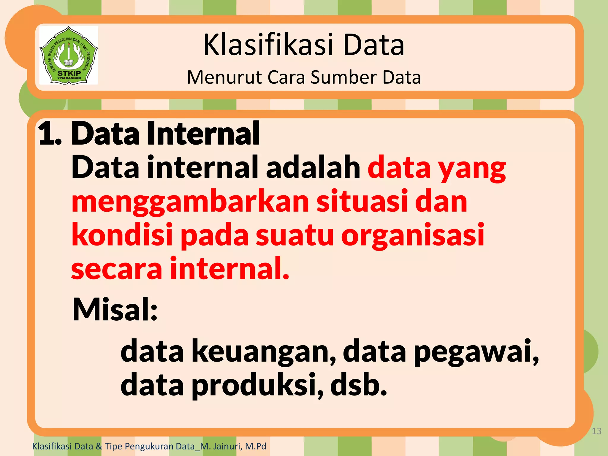 Klasifikasi Data dan Tipe/Skala Pengukuran Data | PDF
