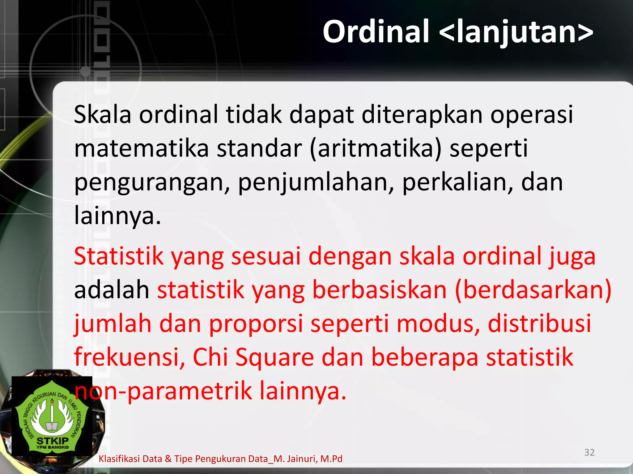 Klasifikasi Data dan Tipe/Skala Pengukuran Data | PDF