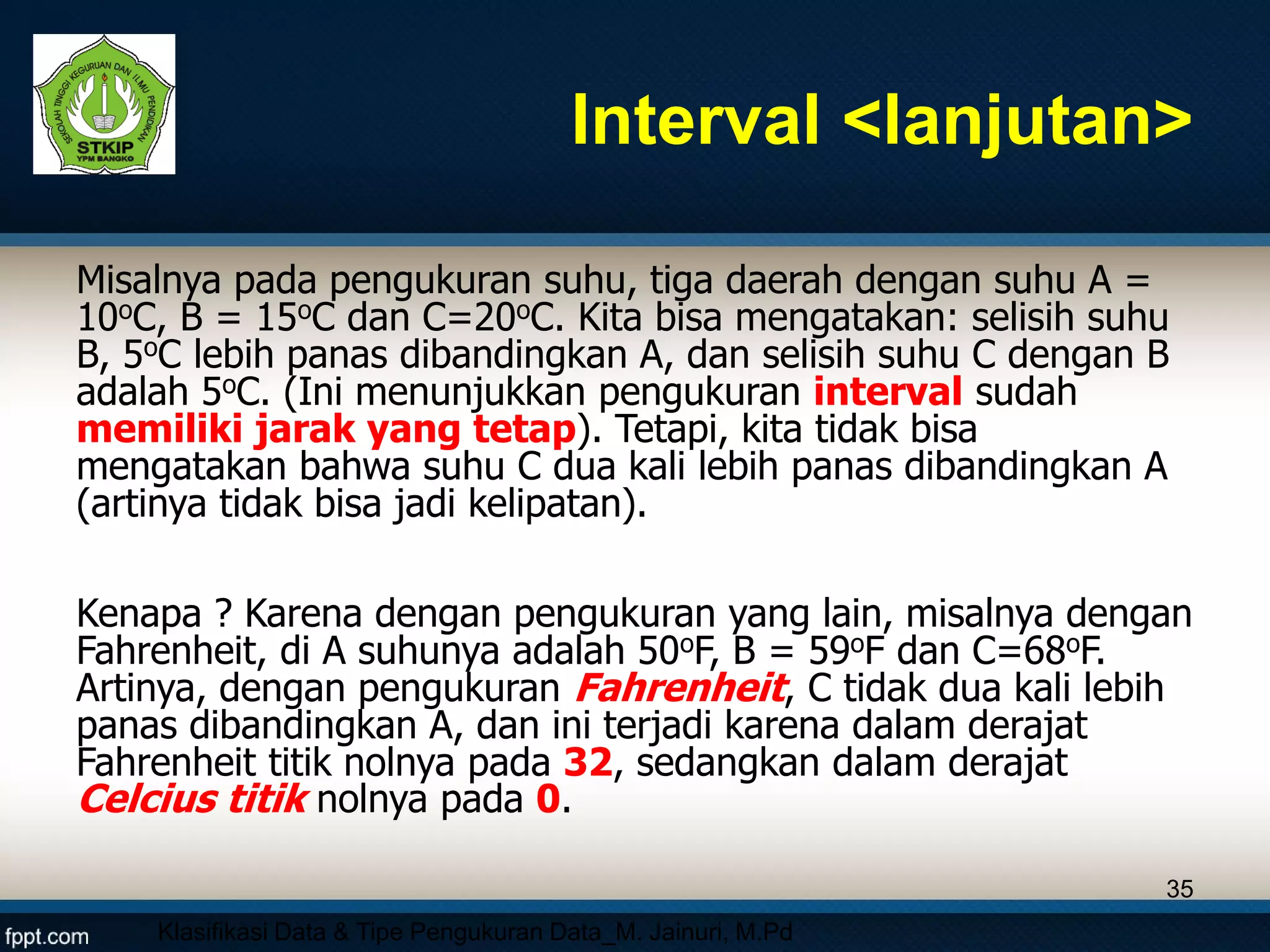 Klasifikasi Data dan Tipe/Skala Pengukuran Data | PDF
