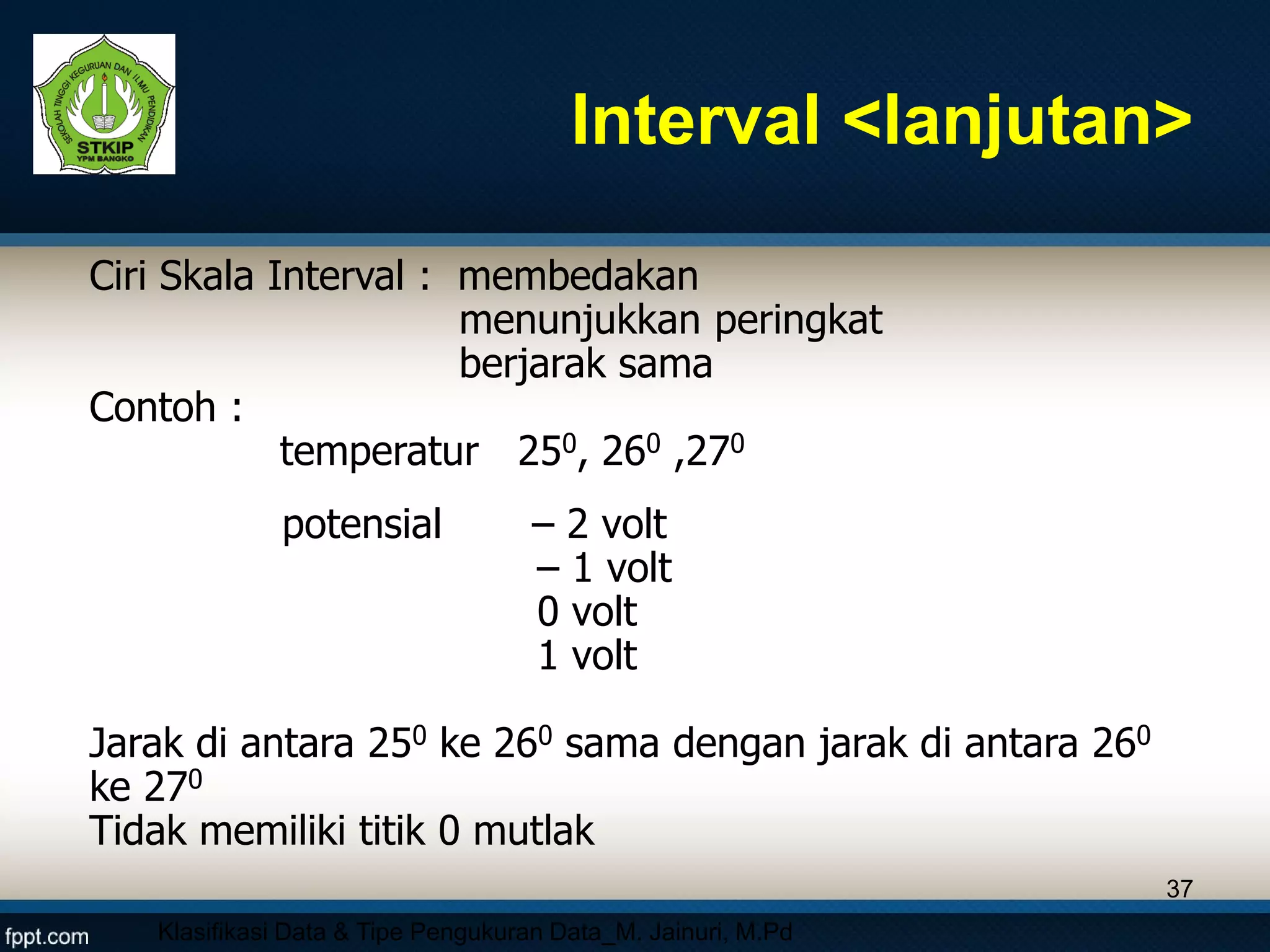 Klasifikasi Data dan Tipe/Skala Pengukuran Data | PDF