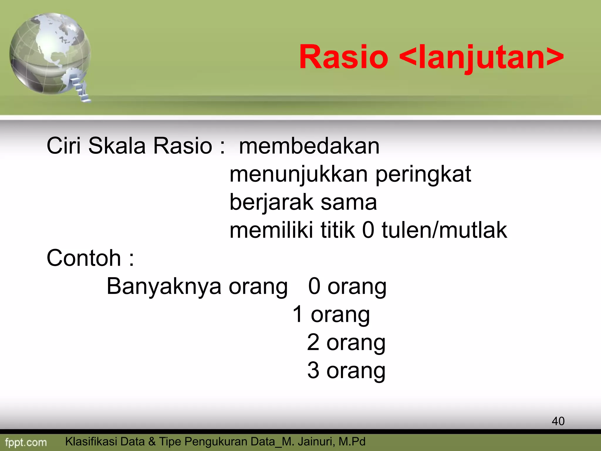 Klasifikasi Data dan Tipe/Skala Pengukuran Data | PDF