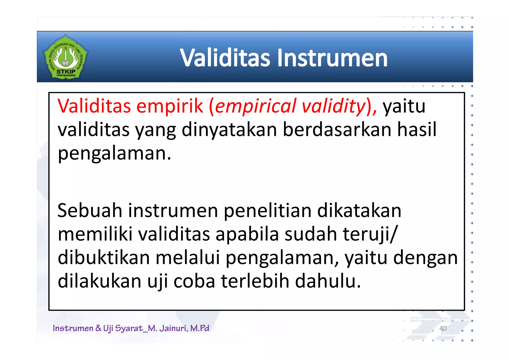 instrumen dan uji syarat instrumen | PDF