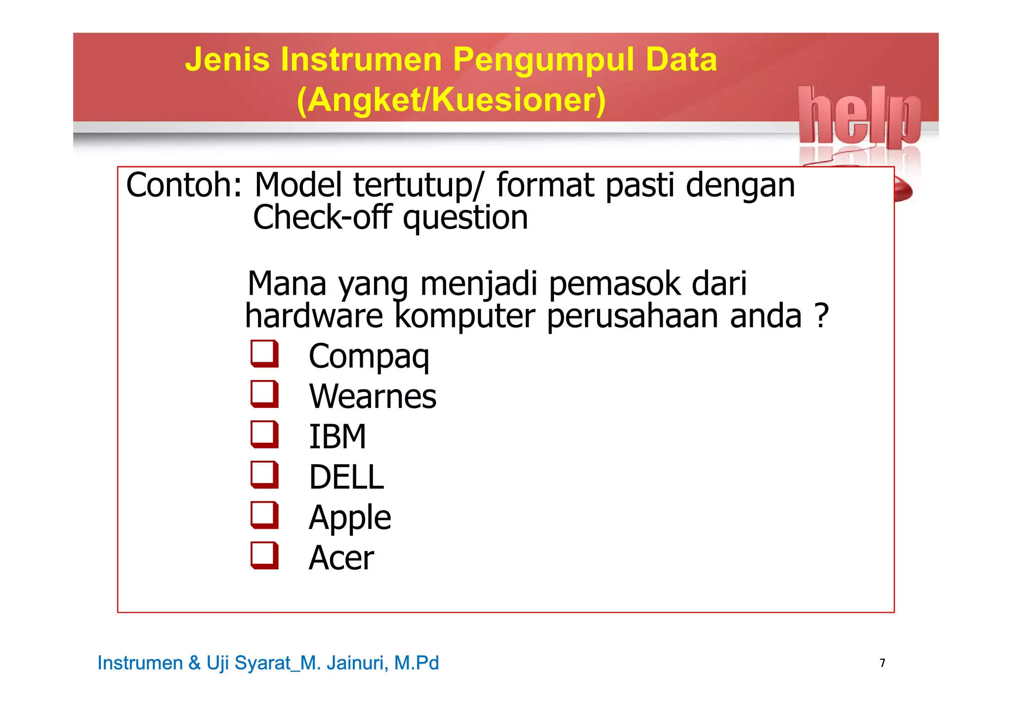 instrumen dan uji syarat instrumen | PDF