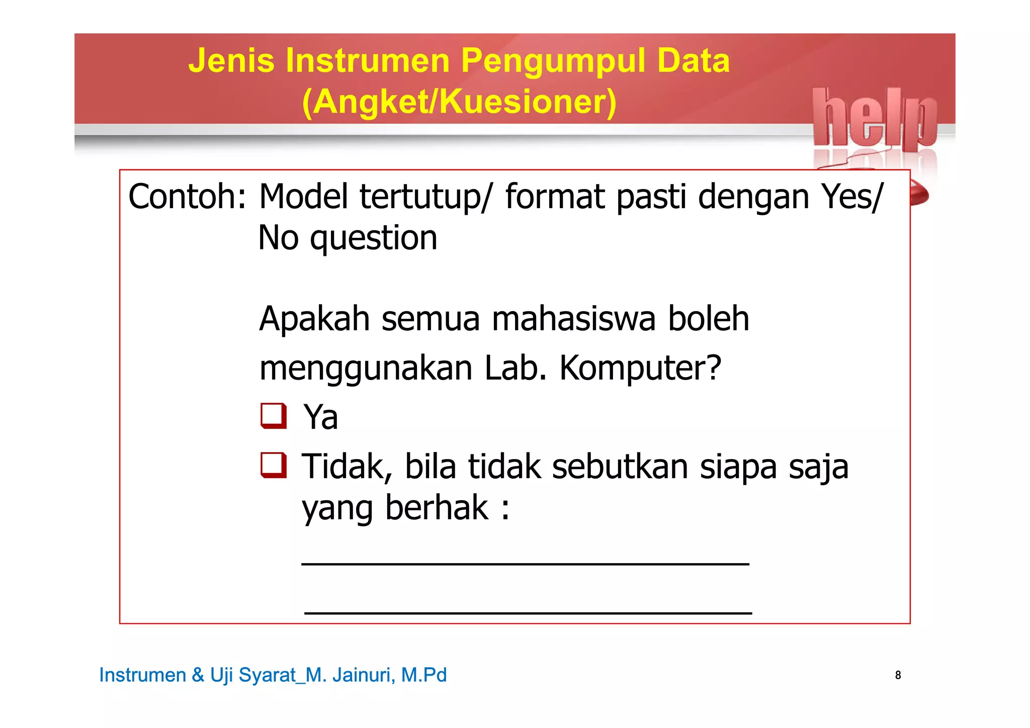 instrumen dan uji syarat instrumen | PDF