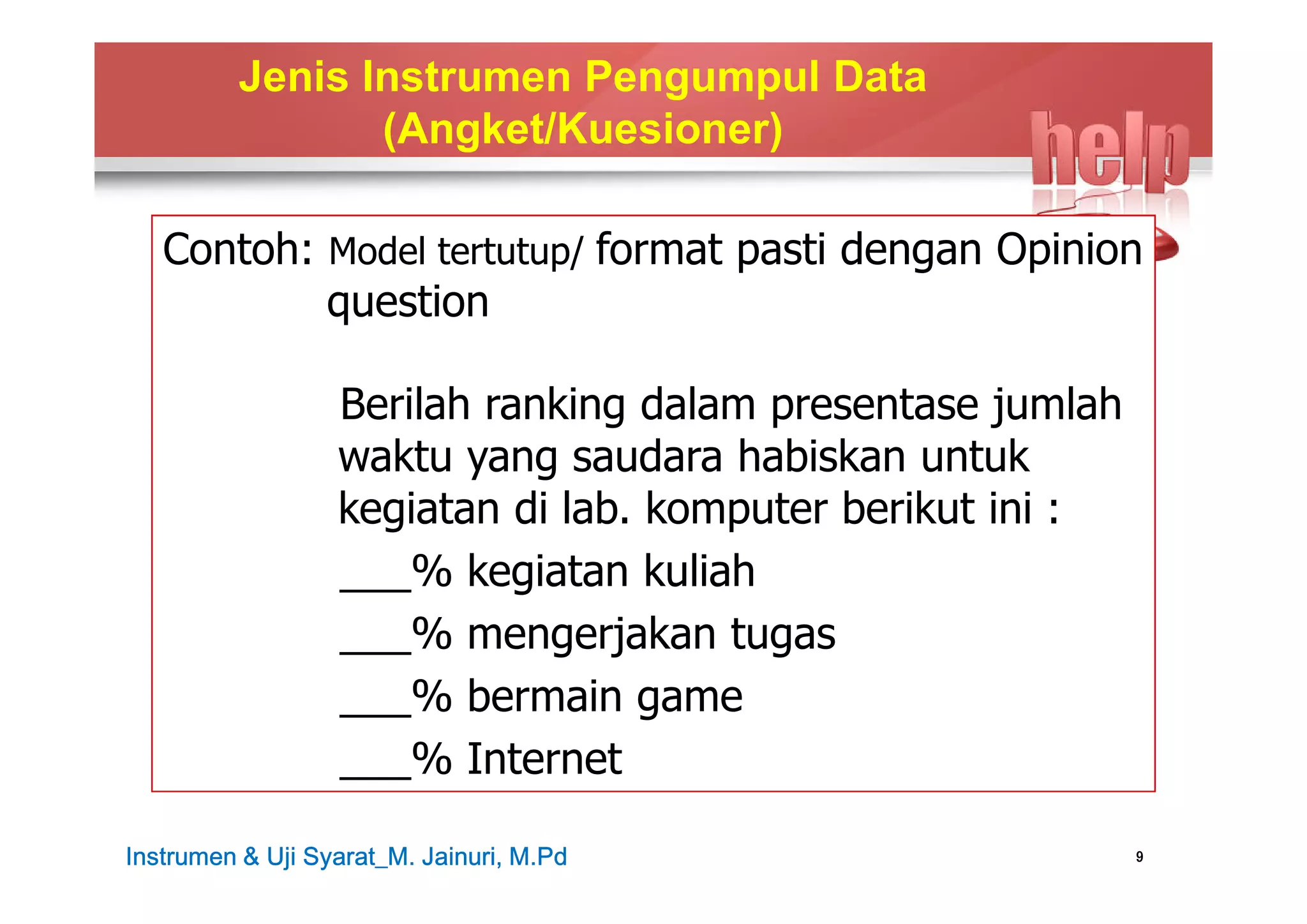 instrumen dan uji syarat instrumen | PDF