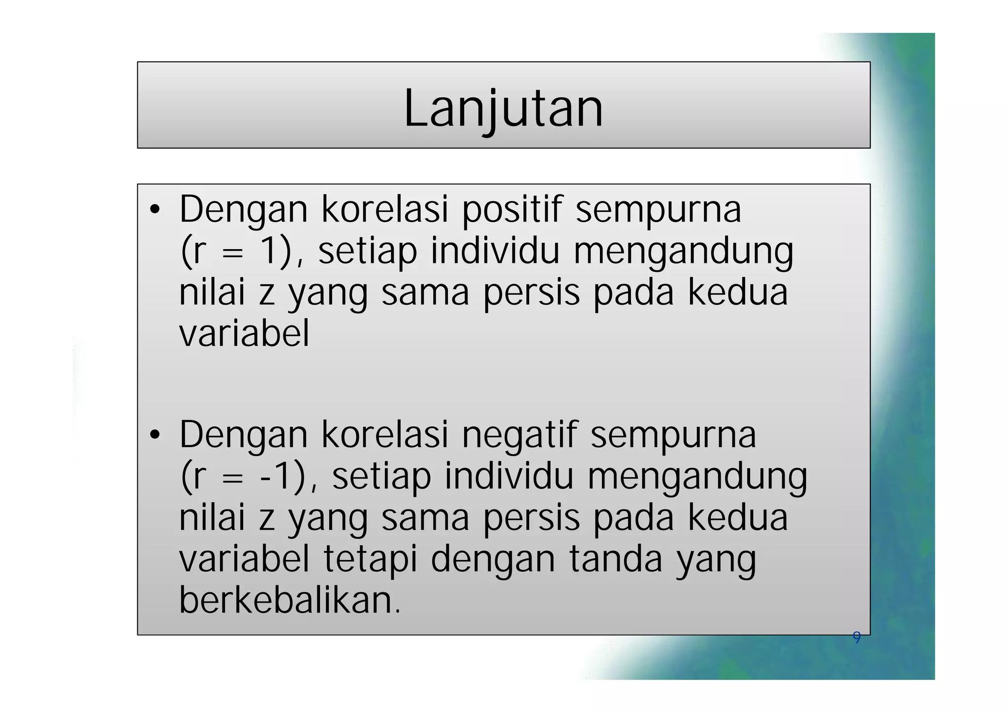 Minggu 9_Teknik Analisis Korelasi | PDF