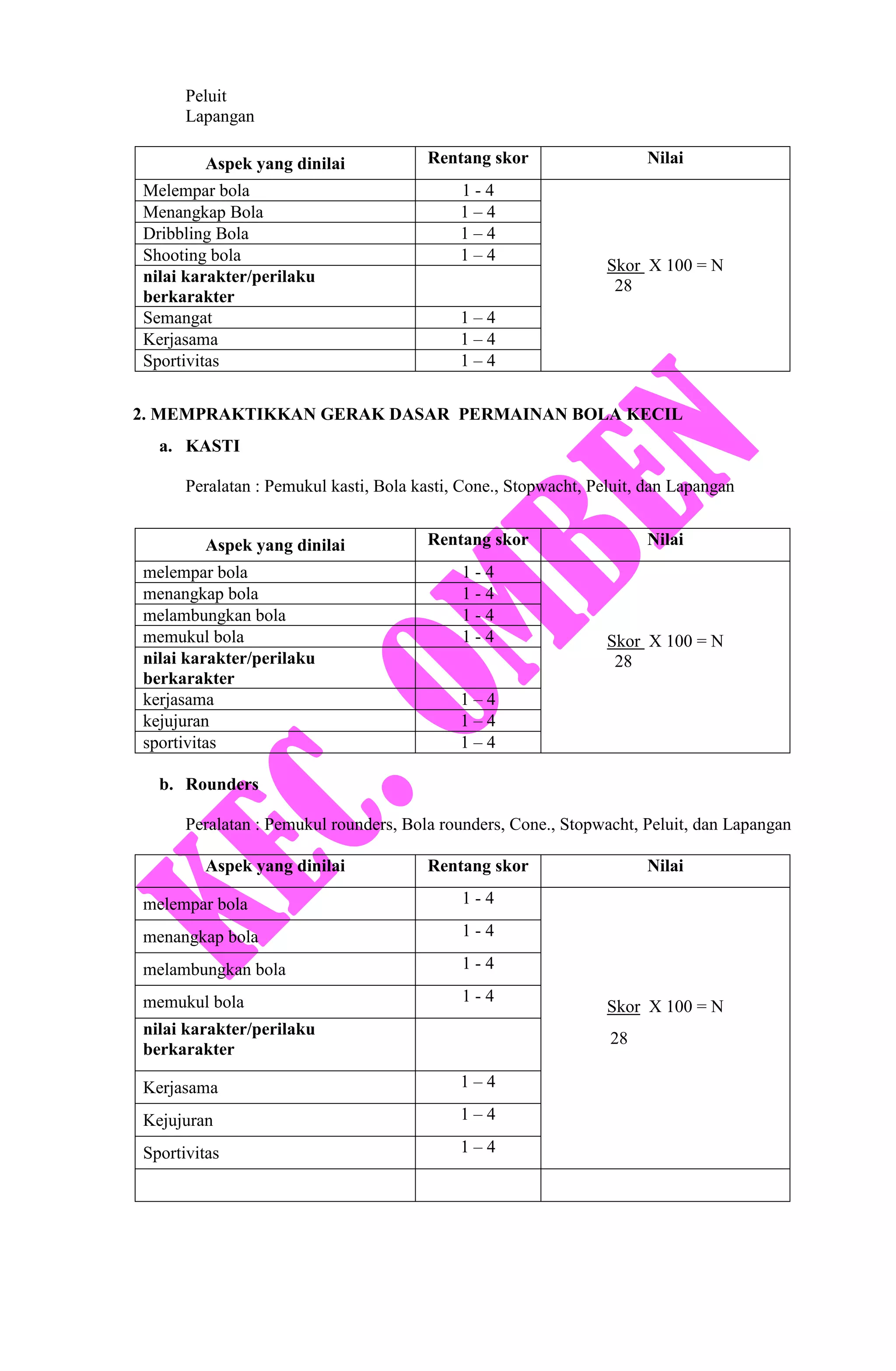 Materi panduan pjok 2018 2019 | PDF