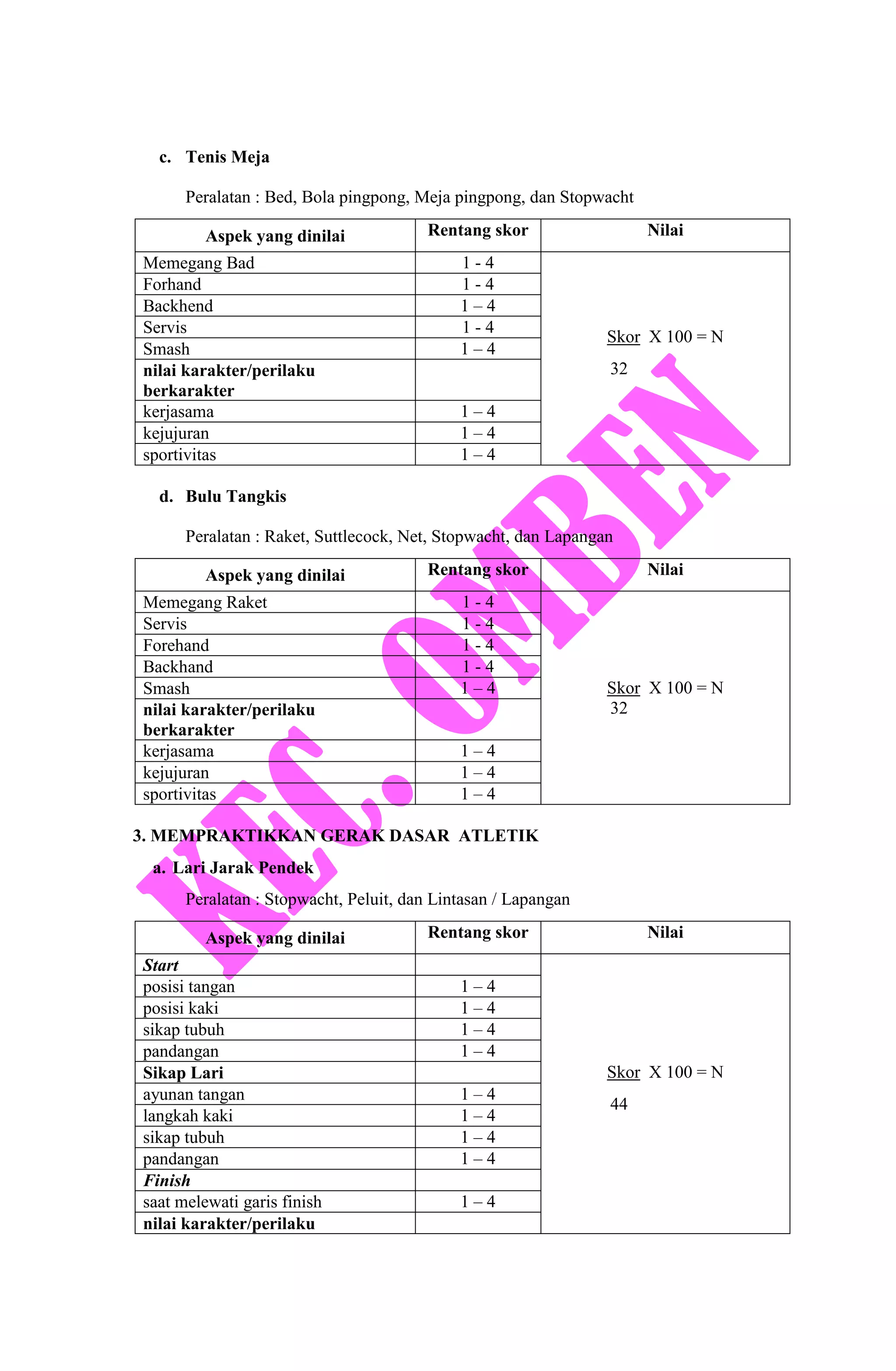 Materi panduan pjok 2018 2019 | PDF