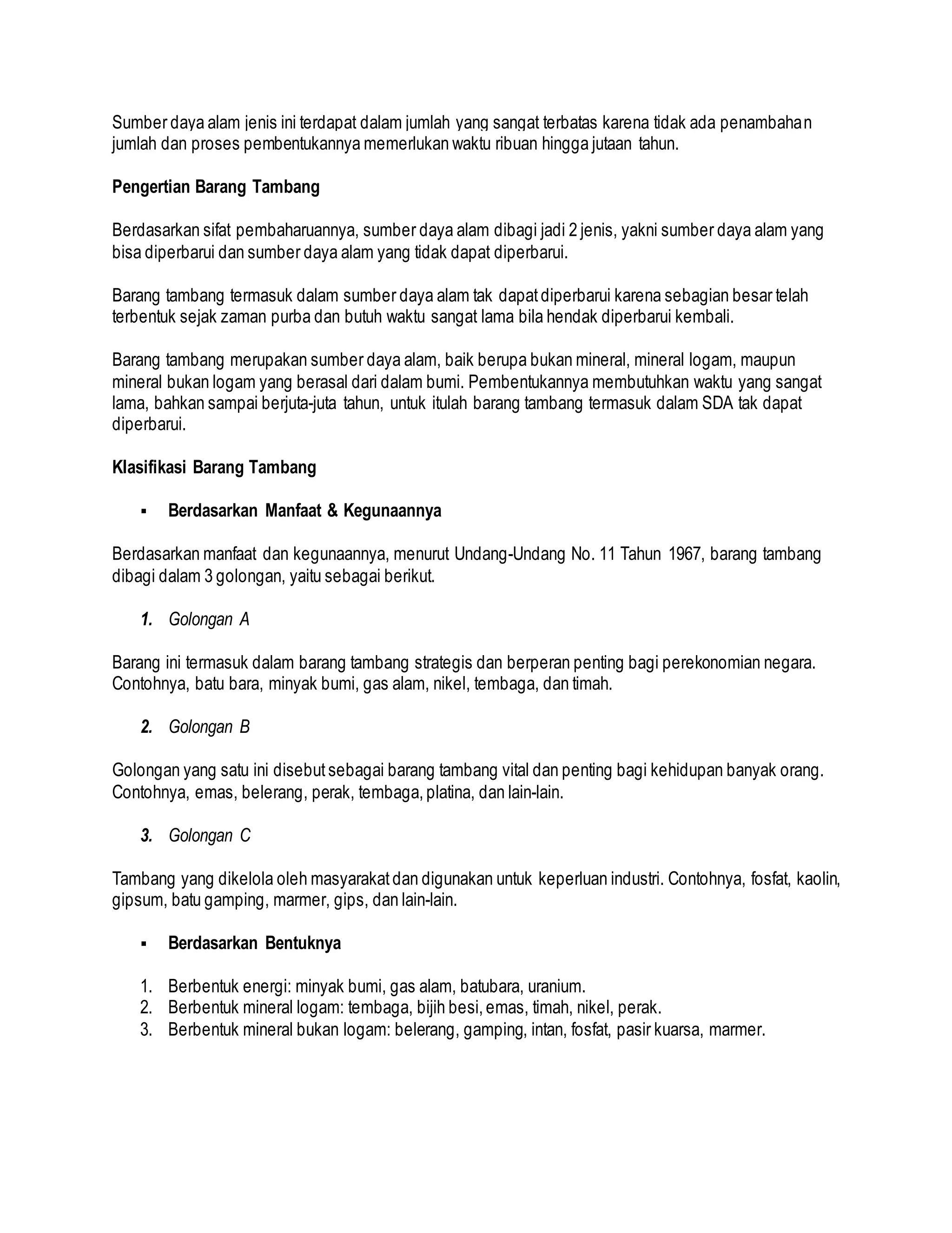 Materi part 5 barang tambang | DOCX
