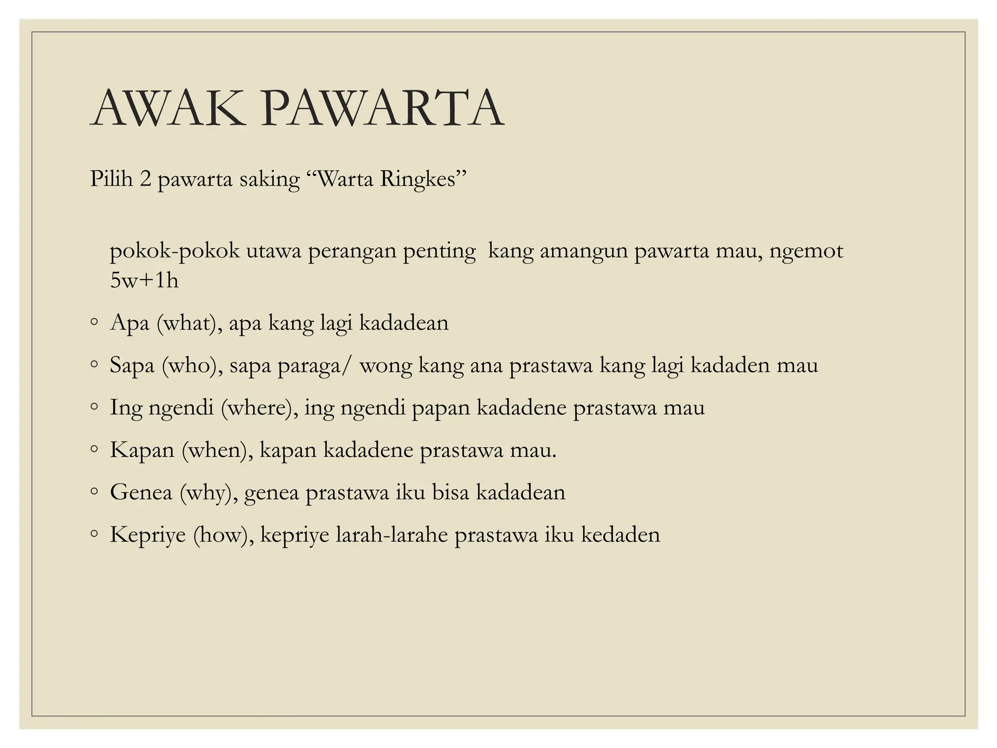 Materi Pembelajaran Pawarta Basa Jawa Kelas X | PPTX