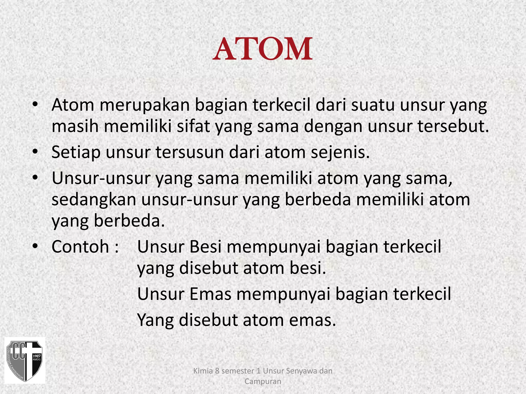 Materi pelajaran kimia kelas 8 semester 1 | PDF