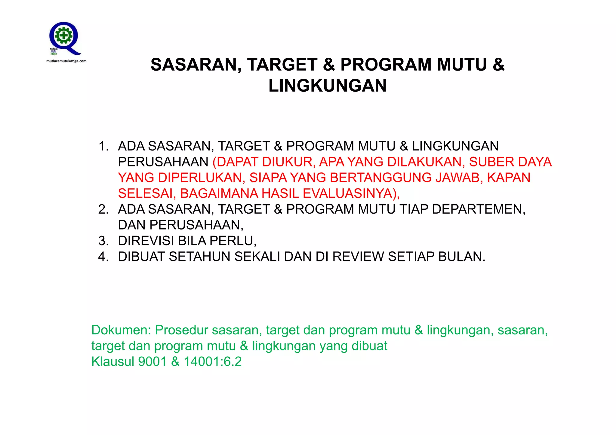 Materi pelatihan iso 9001 iso 14001-2015 2018 | PDF