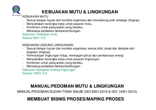 Contoh sasaran mutu perusahaan manufaktur - tdbap