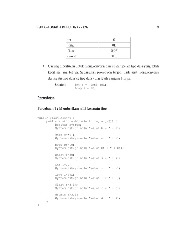 Materi pelatihan java fundamental | PDF