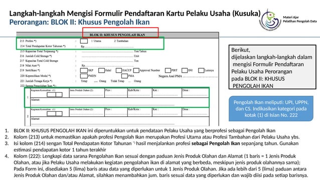Materi Pelatihan KUSUKA dan Pendataan Produksi_Laloonaha 6 Agustus 2024.pptx