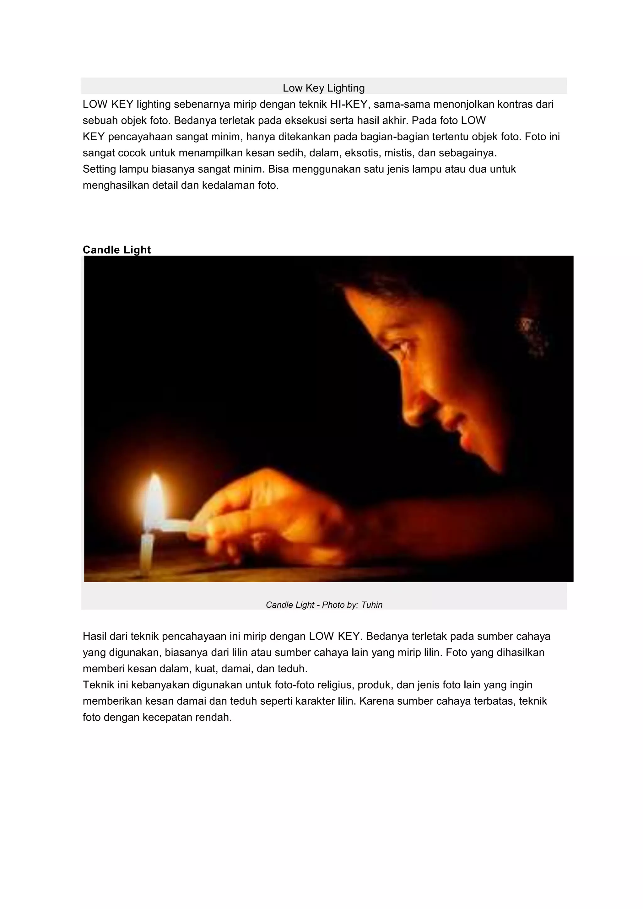 Materi pelatihan pencahayaan fotografi | DOCX