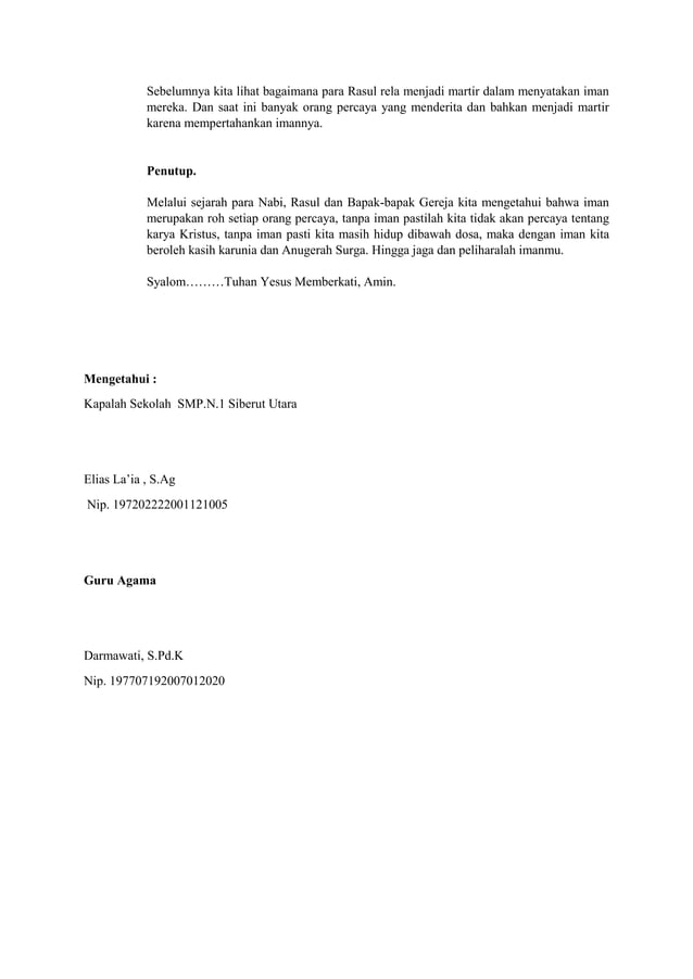 MATERI PEMBINAAN IMAN SISWA DI SEKOLAH SMP | DOCX