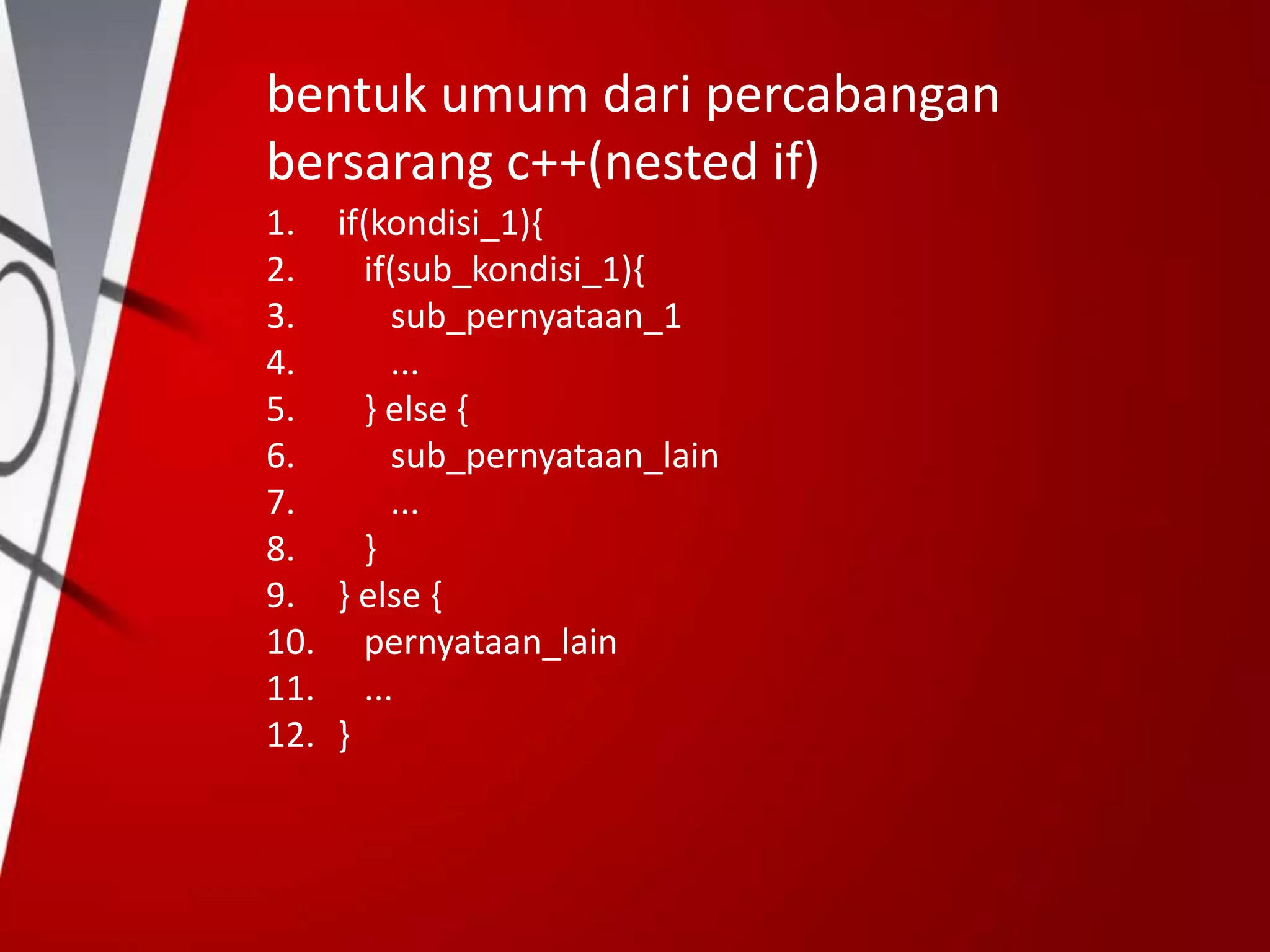 Materi pemrograman dasar 5 percabangan | PPT