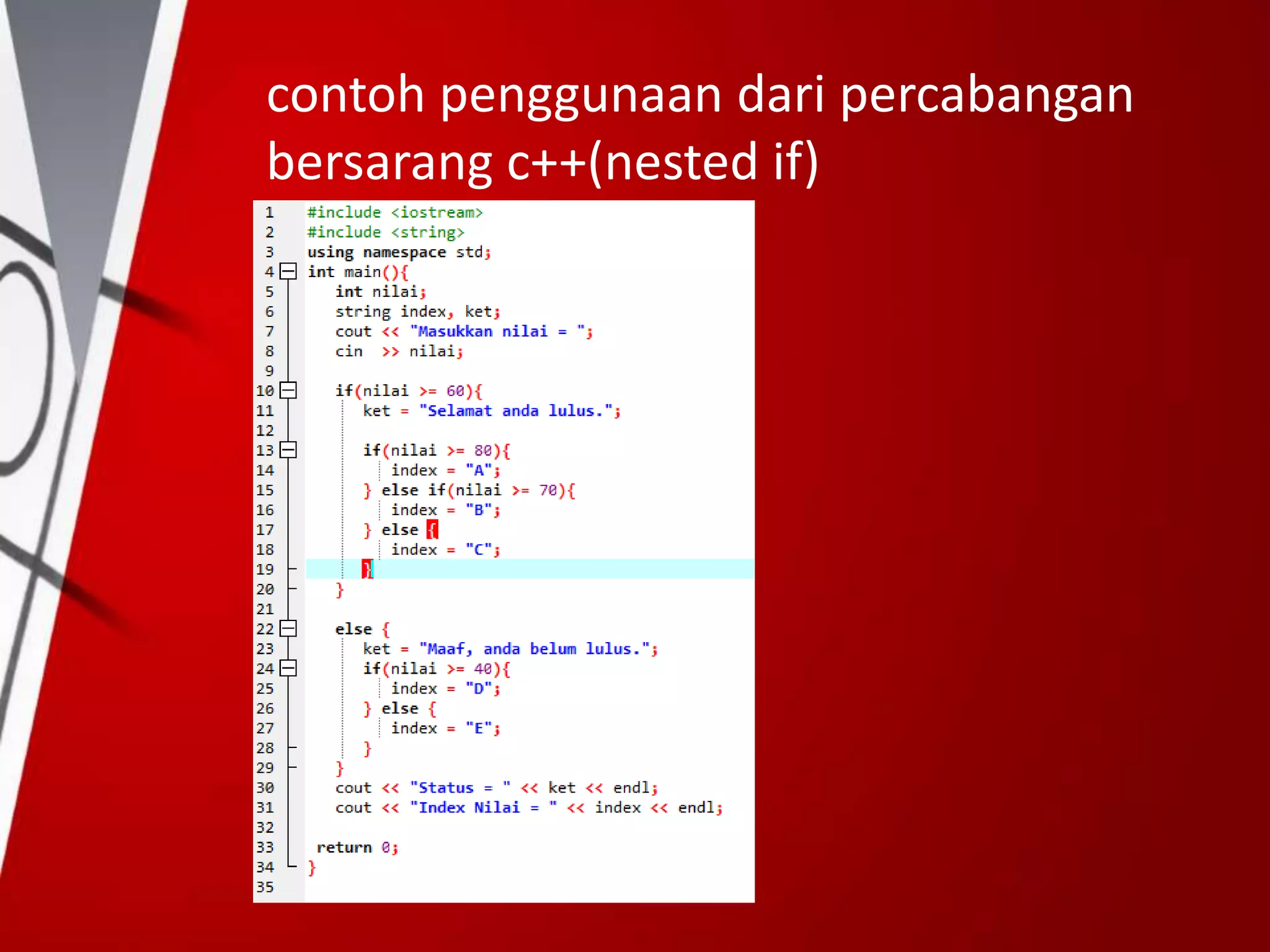 Materi pemrograman dasar 5 percabangan | PPTX