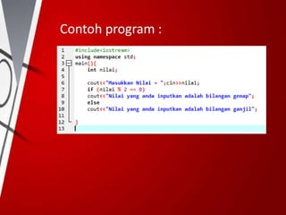 Materi pemrograman dasar 5 percabangan | PPTX