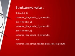 Materi pemrograman dasar 5 percabangan | PPTX
