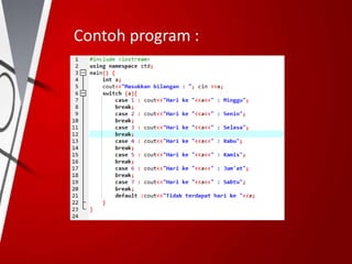 Materi pemrograman dasar 5 percabangan | PPTX