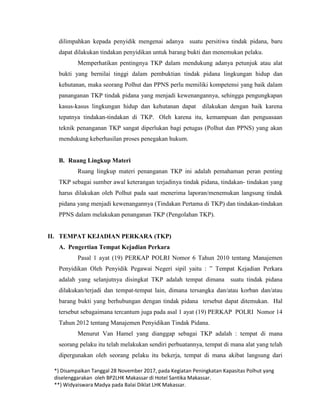 Materi penanganan tkp untuk peningkatan kapasitas polhut gakum | PDF