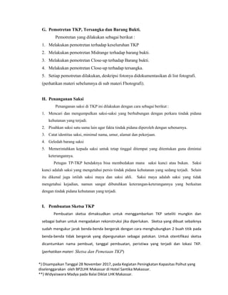 Materi penanganan tkp untuk peningkatan kapasitas polhut gakum | PDF