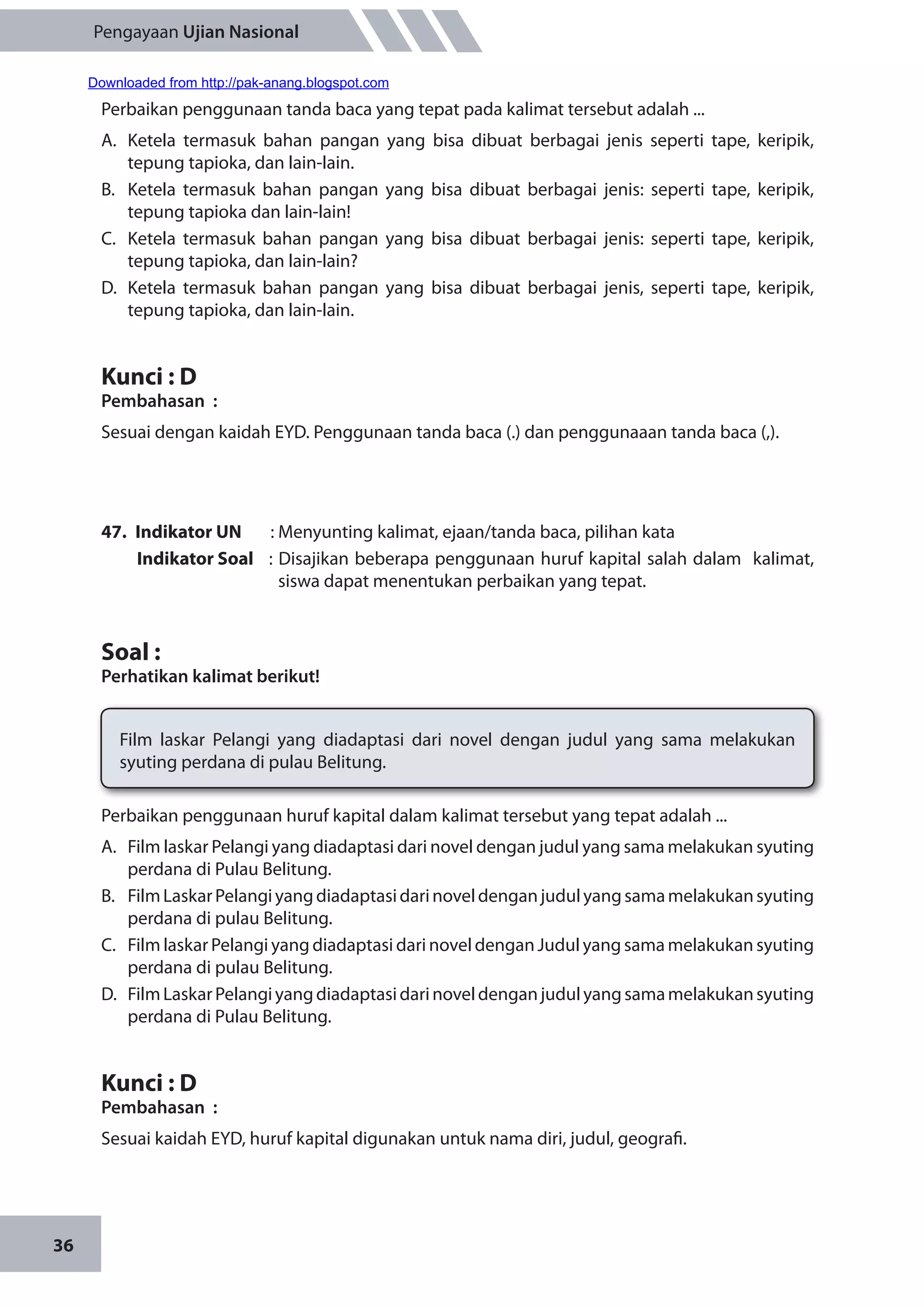 Materi pengayaan un bahasa indonesia smp m ts 2014 | PDF