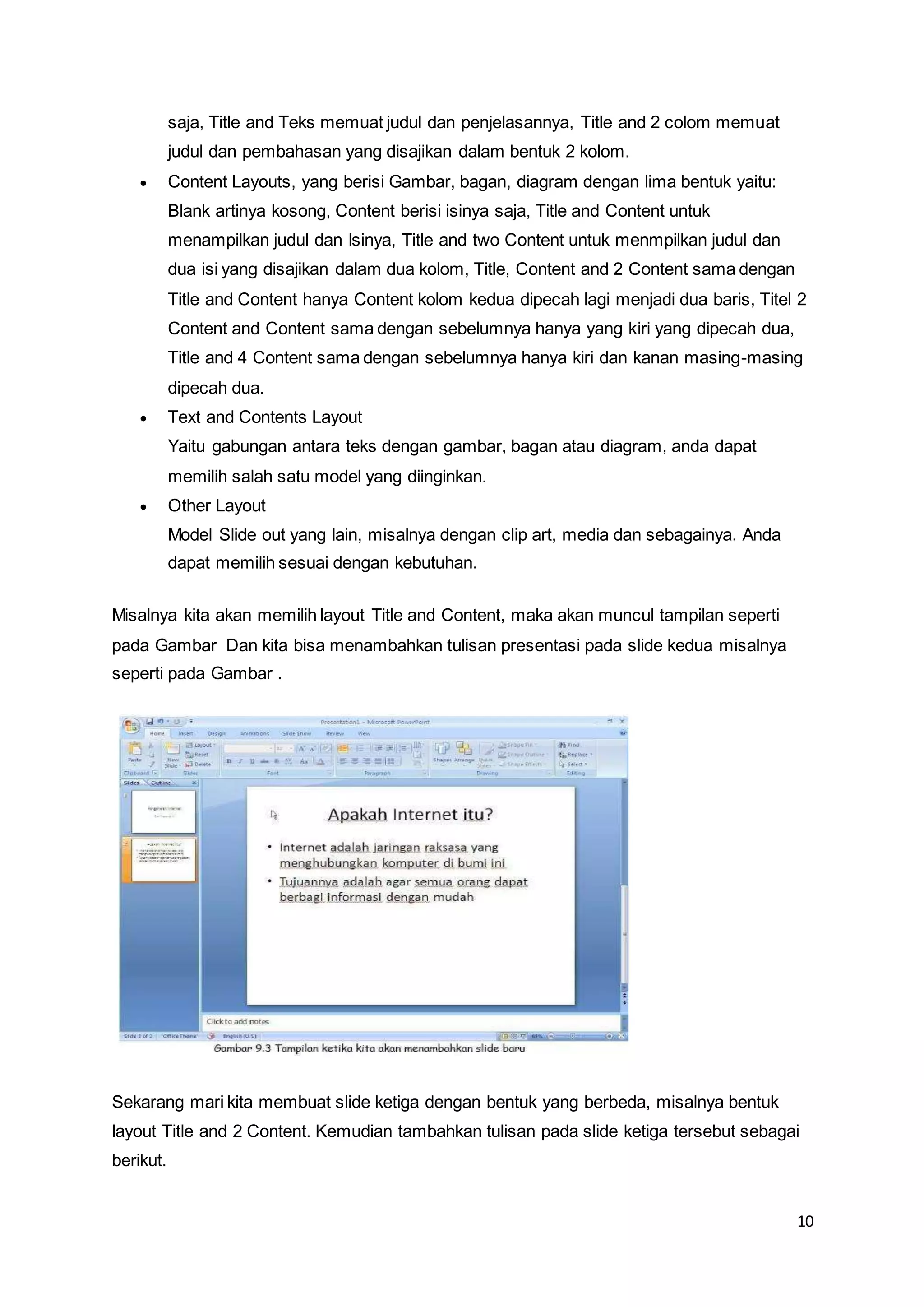 Materi penggunaan microsoft power point dan microsoft excel | DOCX