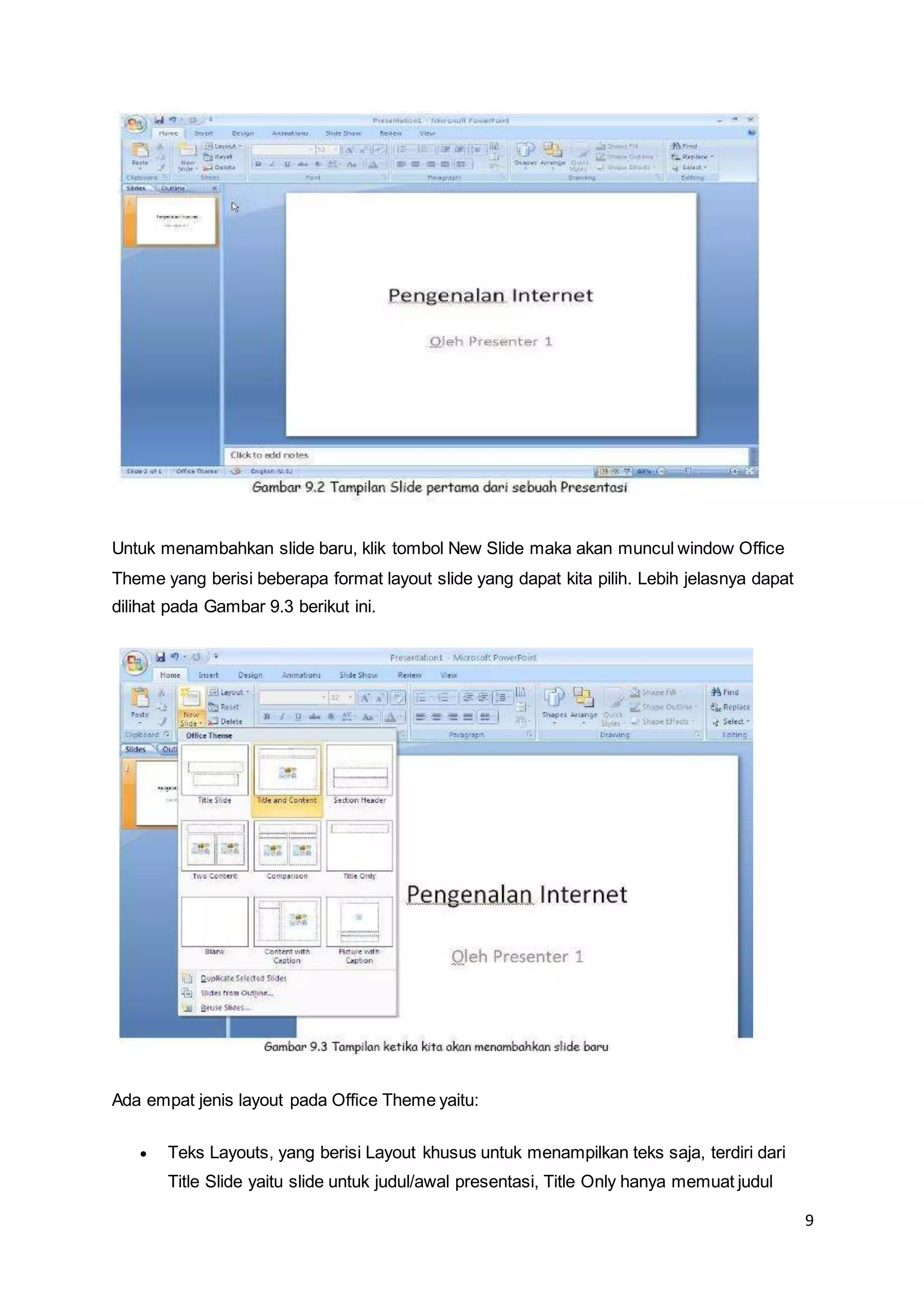 Materi penggunaan microsoft power point dan microsoft excel | DOCX