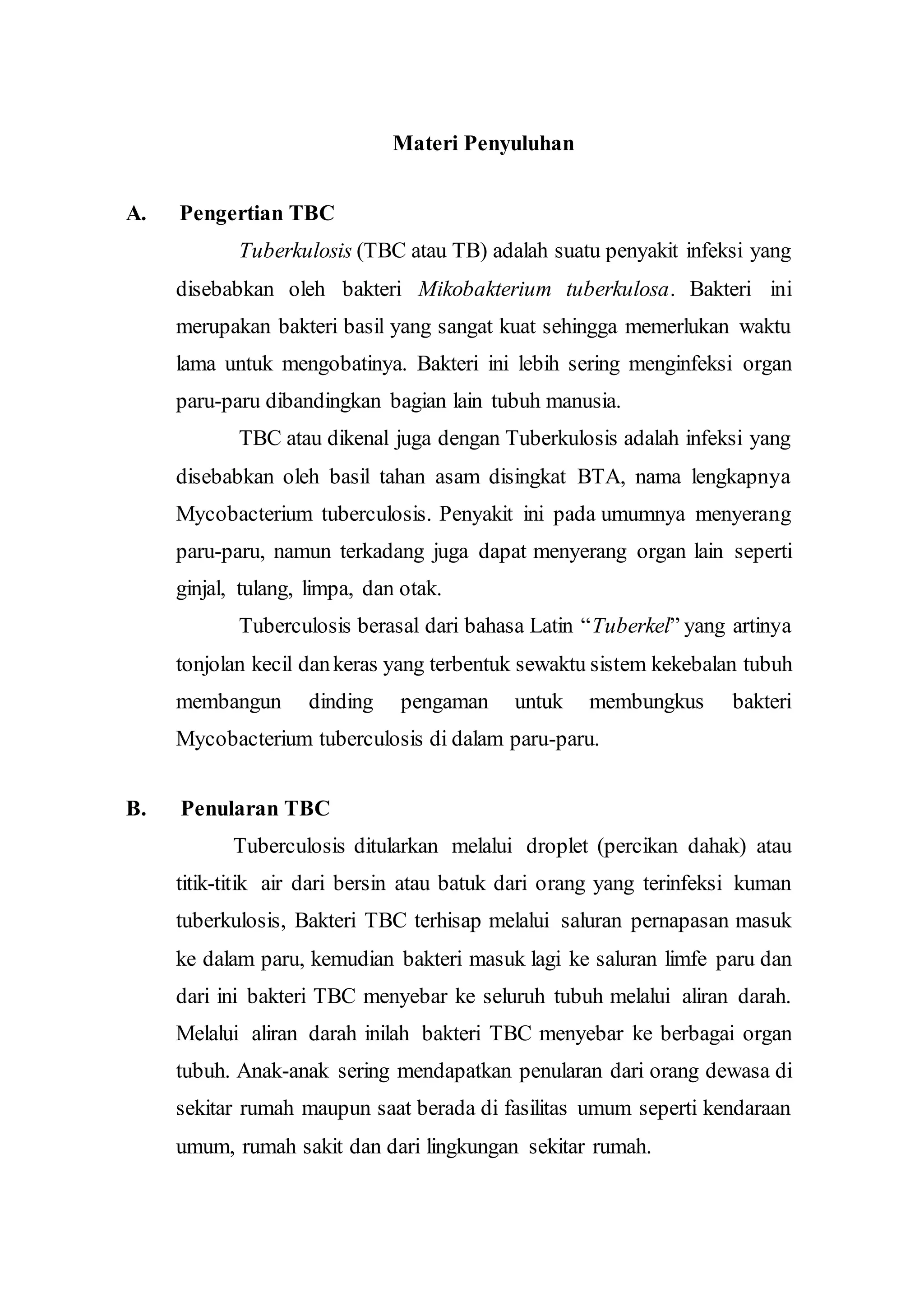 Materi penyuluhan tuberculosis (tbc) | DOCX