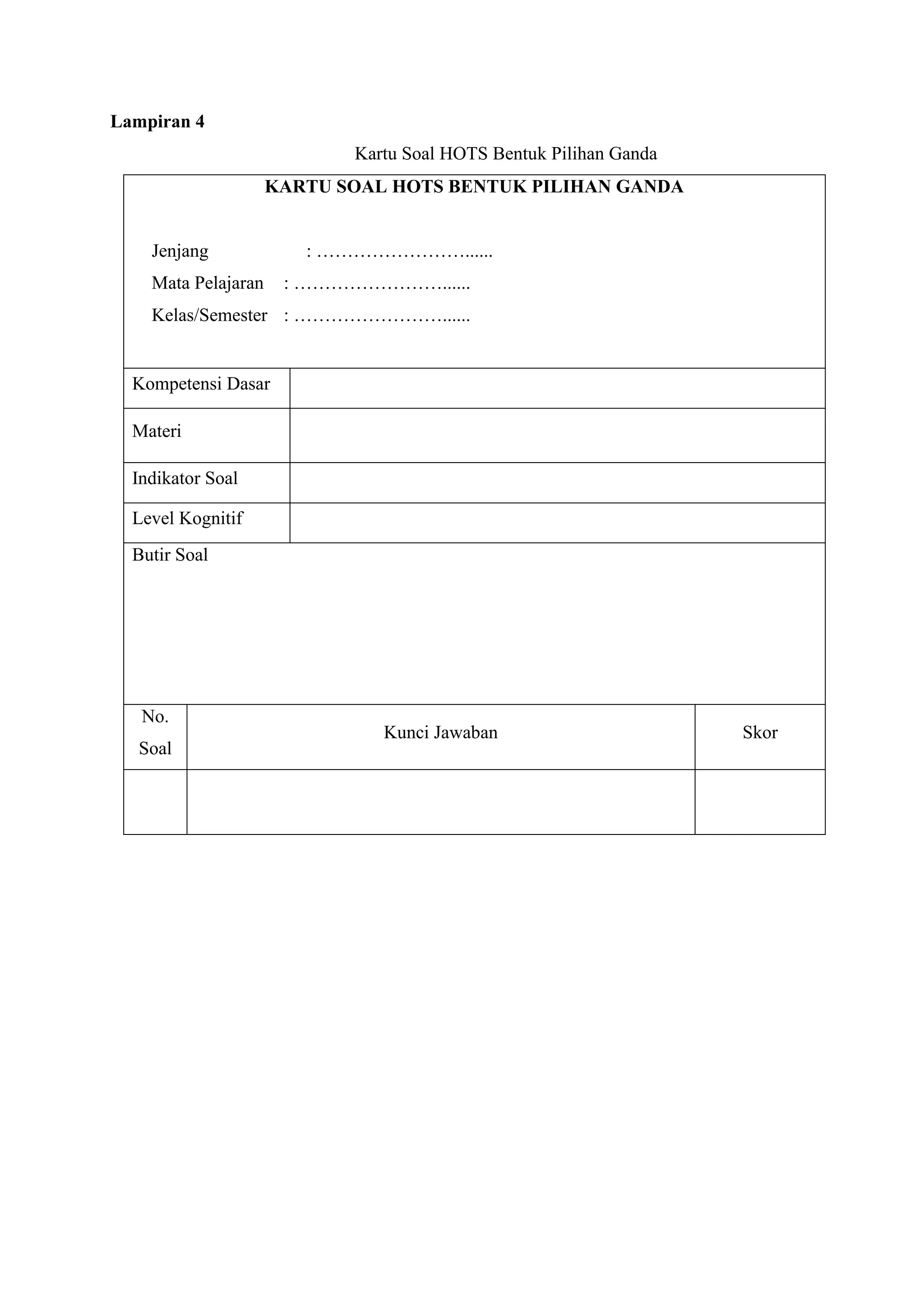 MATERI PENILAIAN DAN PENYUSUNAN SOAL HOTS | PDF
