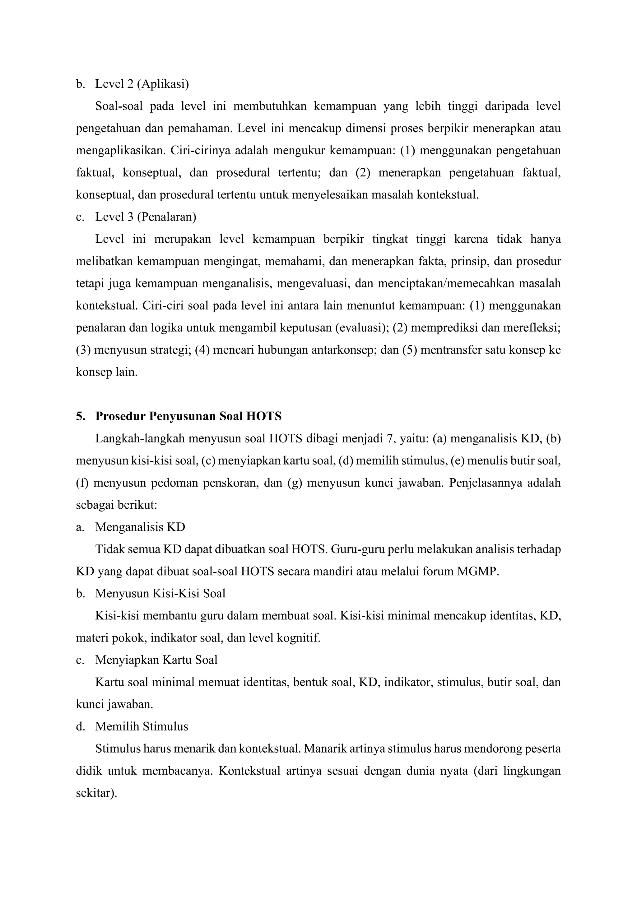 MATERI PENILAIAN DAN PENYUSUNAN SOAL HOTS | PDF